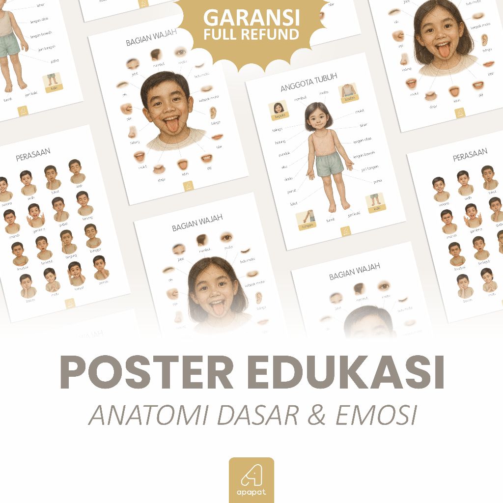Jual POSTER EDUKASI | Emosi, Perasaan, Bagian Tubuh, Bagian Wajah ...