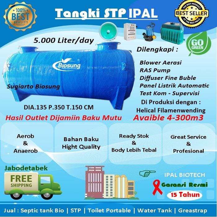 Jual SEPTIC TANK BIO IPAL STP BIOTECH BIOSUNG 5000 LITER, IPAL BIOSUNG ...