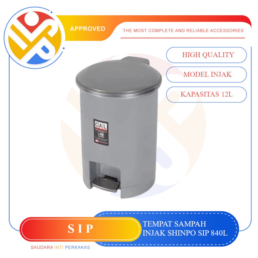 Jual Shinpo Tempat Sampah Injak 12 Liter Sip 840L Dust Bin With Tray ...