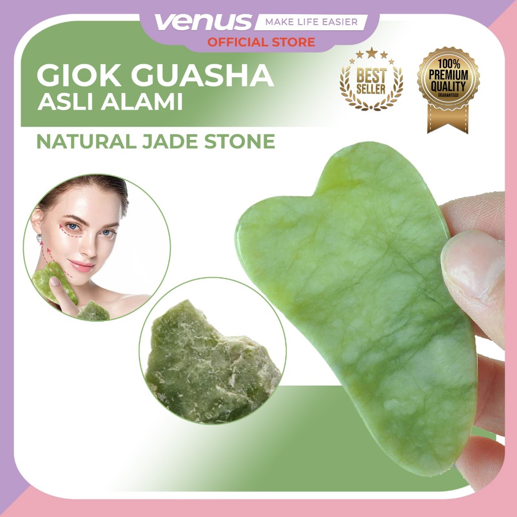 Jual VENUSJKT – Guasha Wajah Ori Giok Hijau Alat Pijat Wajah Batu Jade ...