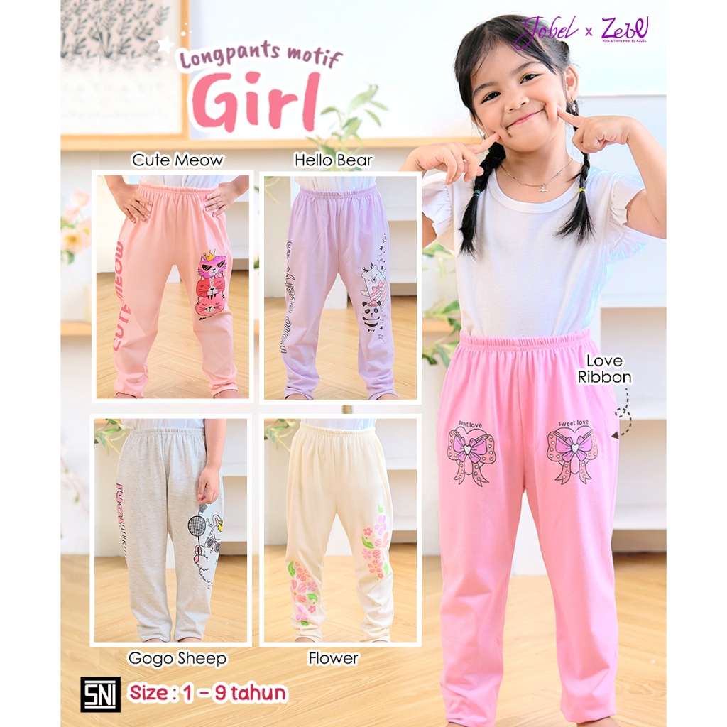 Jual KAZEL Zebe Longpants Motif Girl (1 Pcs) 1 - 9 Tahun | Shopee Indonesia