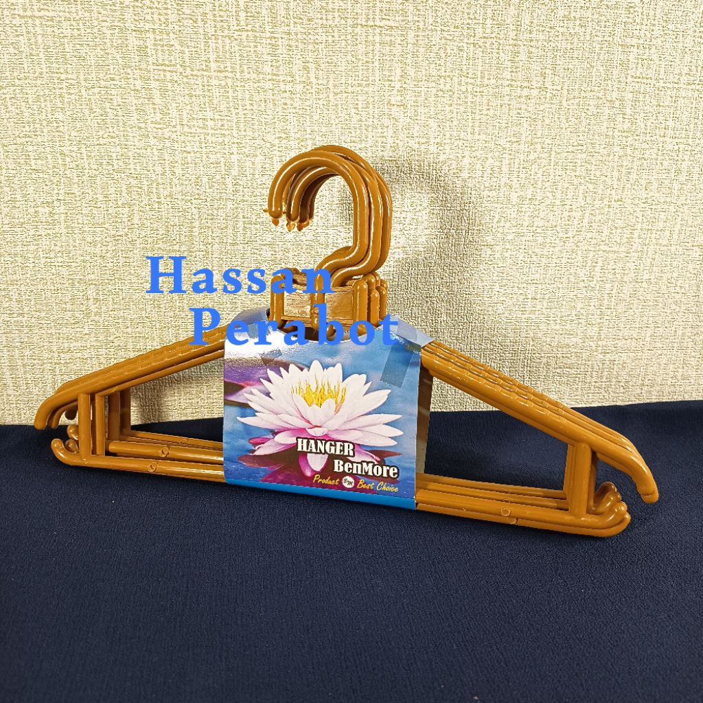 Jual 1 Pack Isi 6 Pcs Hanger Plastik Tebal Ben More Warna Gold ...