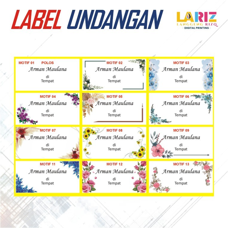 Jual CETAK LABEL NAMA UNDANGAN MURAH UKURAN 103 | Shopee Indonesia