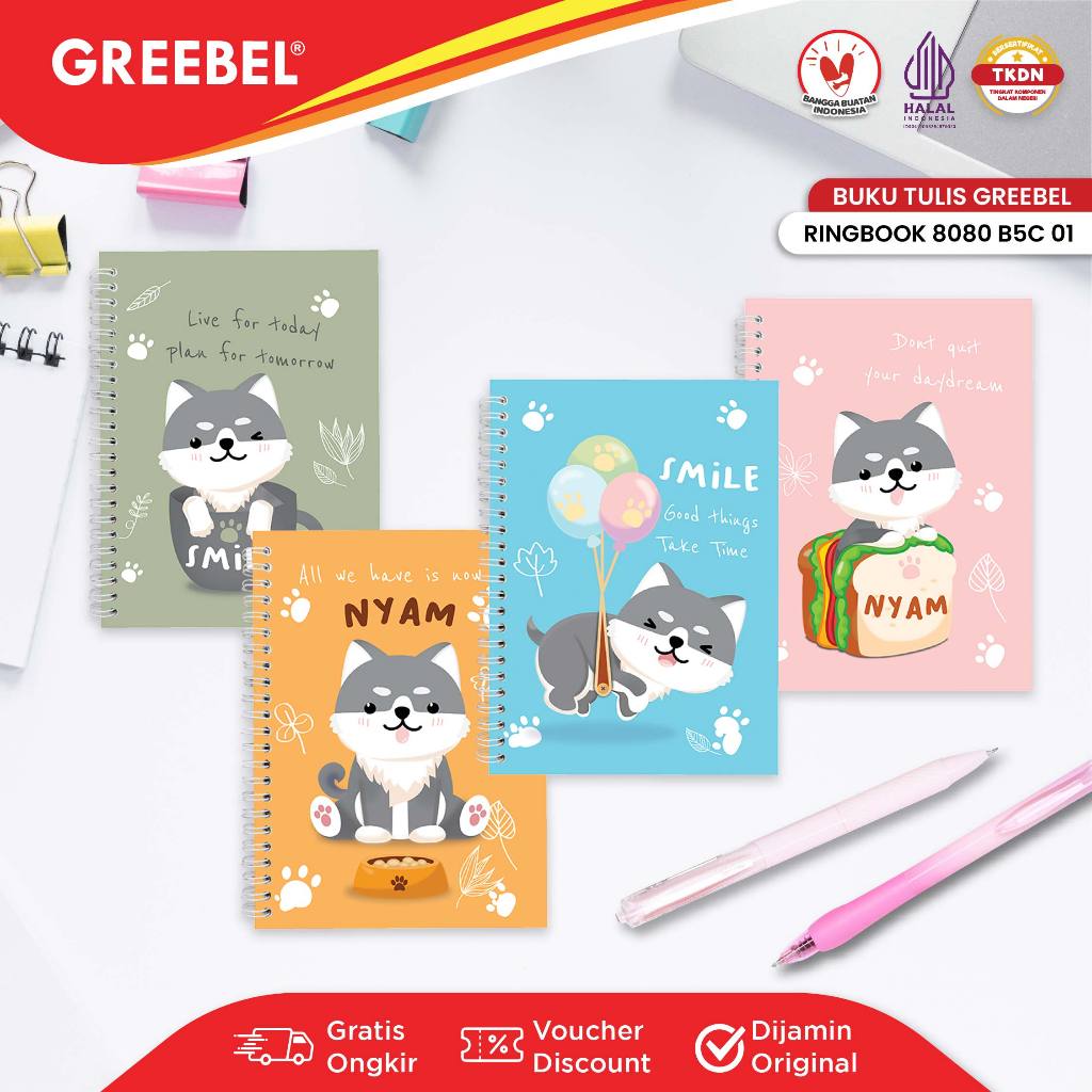 Jual GREEBEL Ringbook Buku Diary Aesthetic / Ringbook 8080 B5C 01 ...