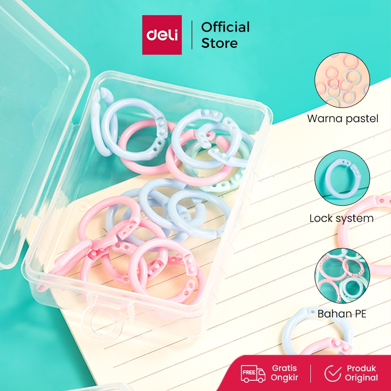 Jual Deli Ring Binder / Loose-Leaf Notebook Ring Plastik Pastel ...