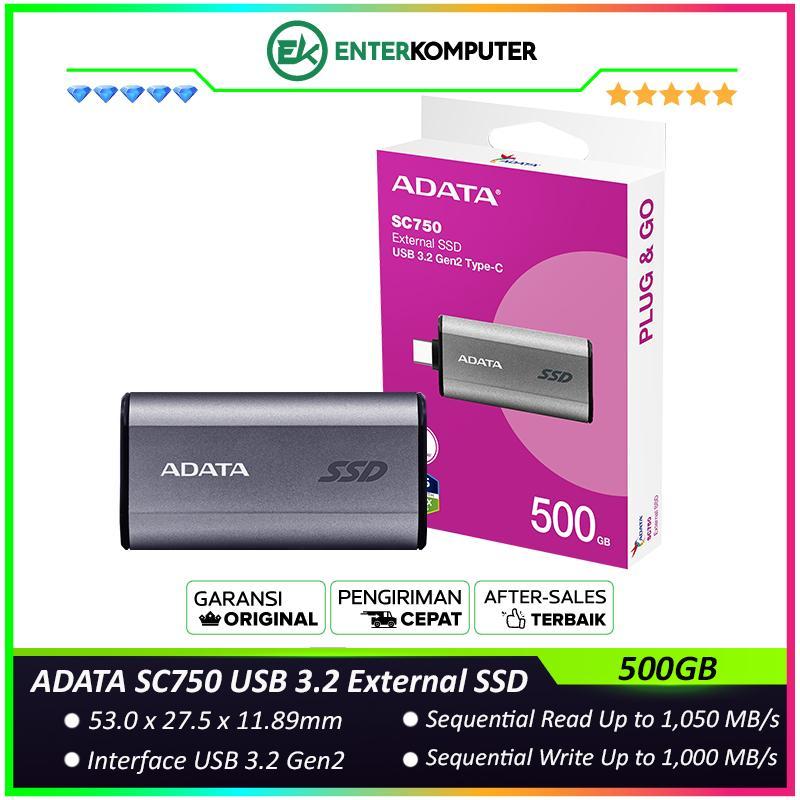 Jual ADATA SC750 500GB USB 3.2 External SSD / SSD 500GB | Shopee Indonesia