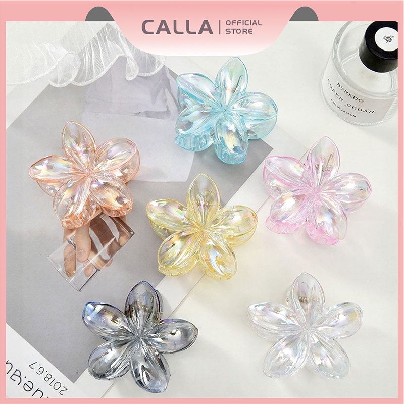 Jual Calla Jepit Rambut Bunga Bening Kamboja 8cm/ Jepit Bunga Kamboja ...