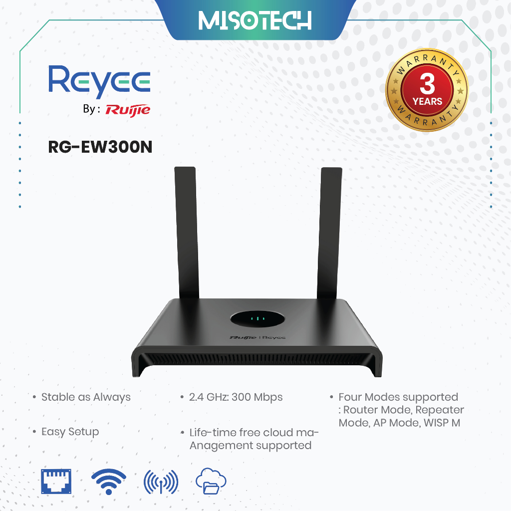 Jual Ruijie Reyee RG-EW300N Wireless Router WiFi 4 300Mbps Repeater ...