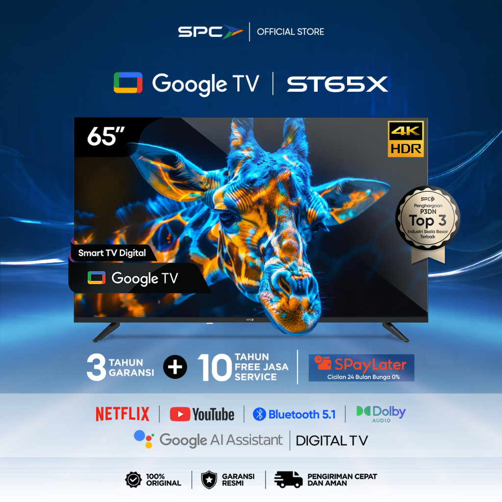 Jual SPC Smart TV 65 inch - ST65X Google TV Soundbar | Smart TV 4K UHD ...