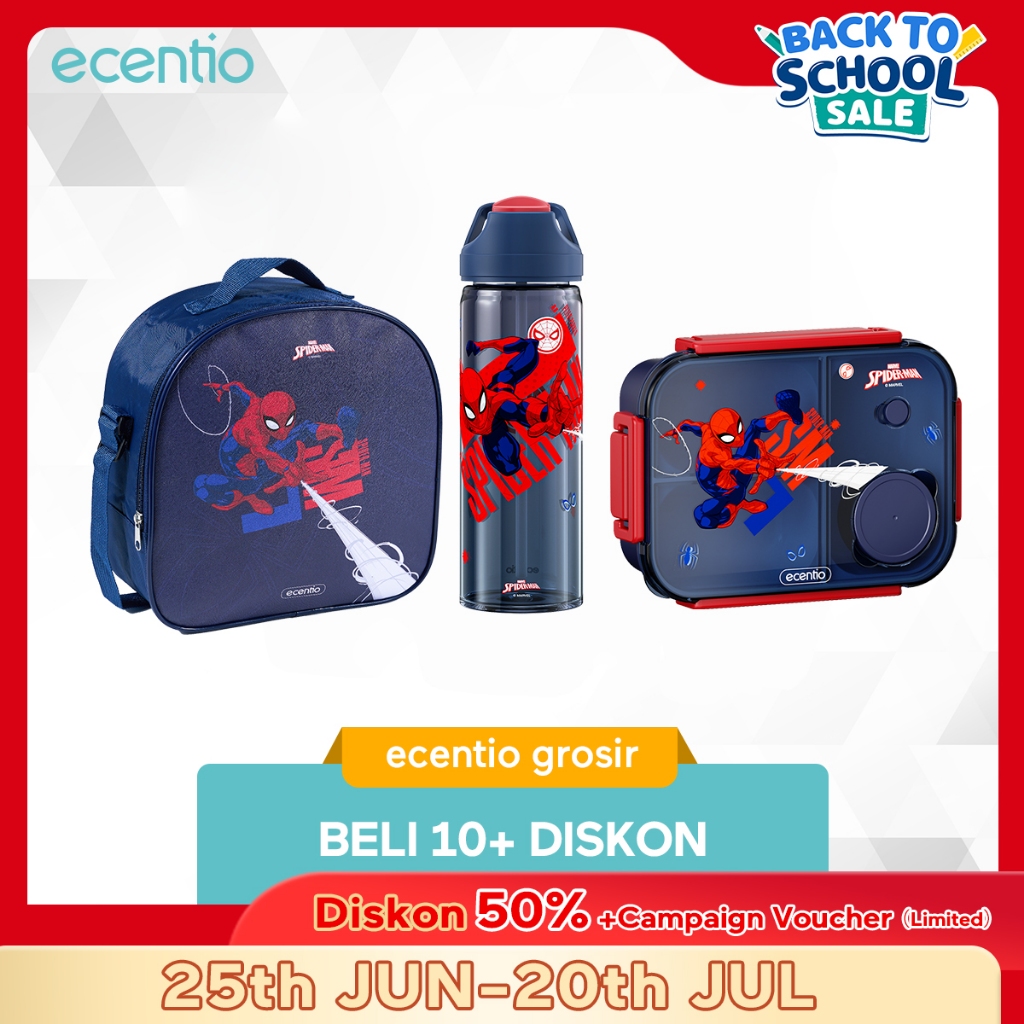 Jual [grosir] ecentio Lunch Box Set Marvel Set Kotak Makan Spider-Man ...