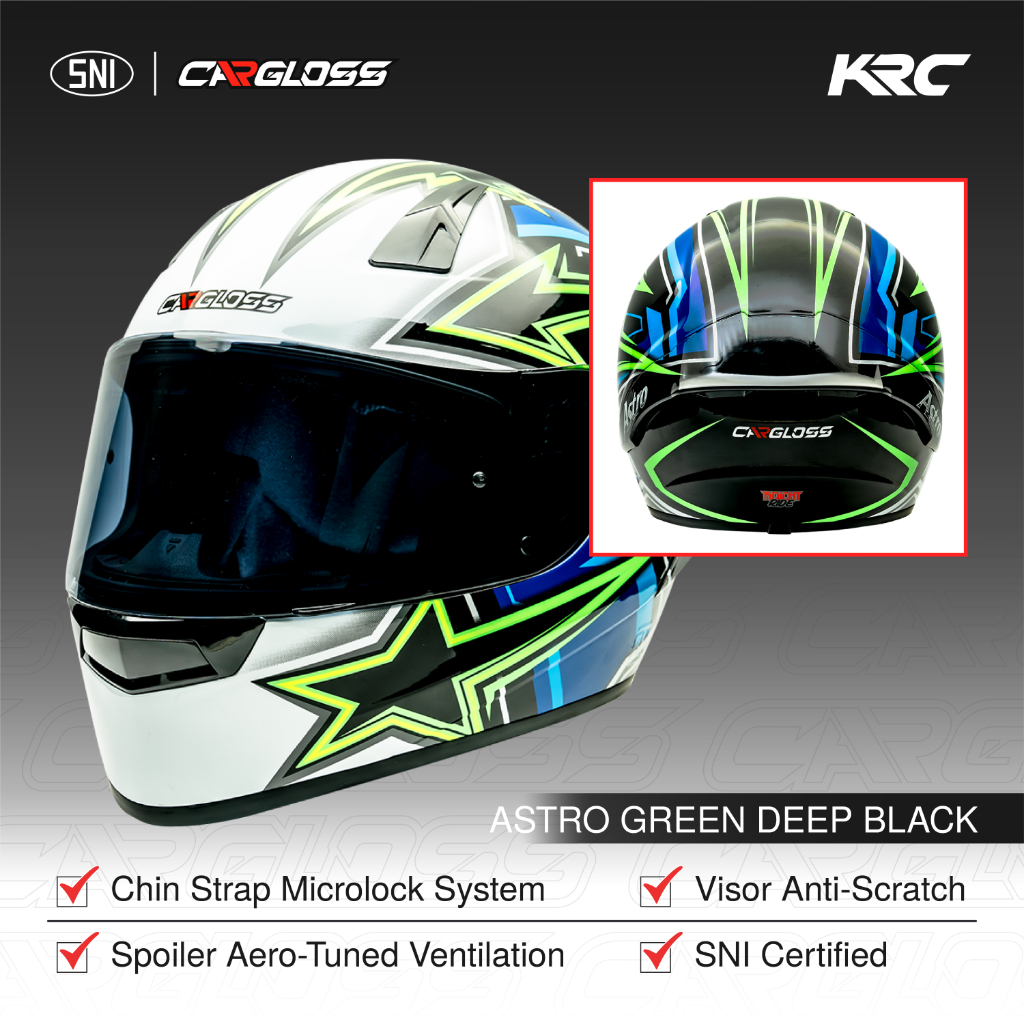 Jual Cargloss KRC Helm Full Face - Astro Green Deep Black | Shopee ...