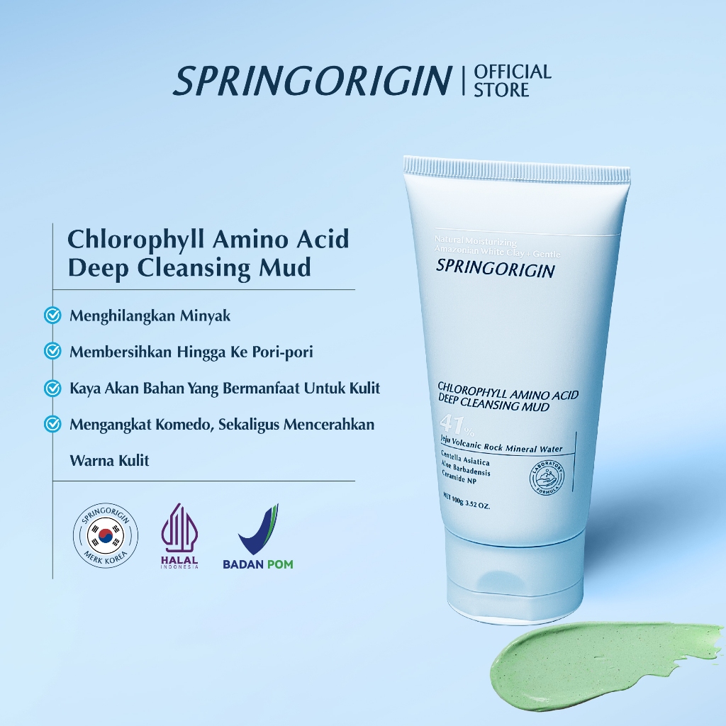 Jual SPRINGORIGIN Chlorophyll Amino Acid Deep Cleansing Mud Facial Wash Sabun Cuci Muka Masker ...