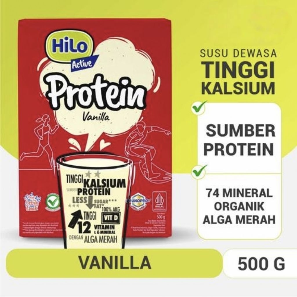 Jual HiLo Active Protein Vanilla 500 gr Susu Tinggi Kalsium | Shopee ...
