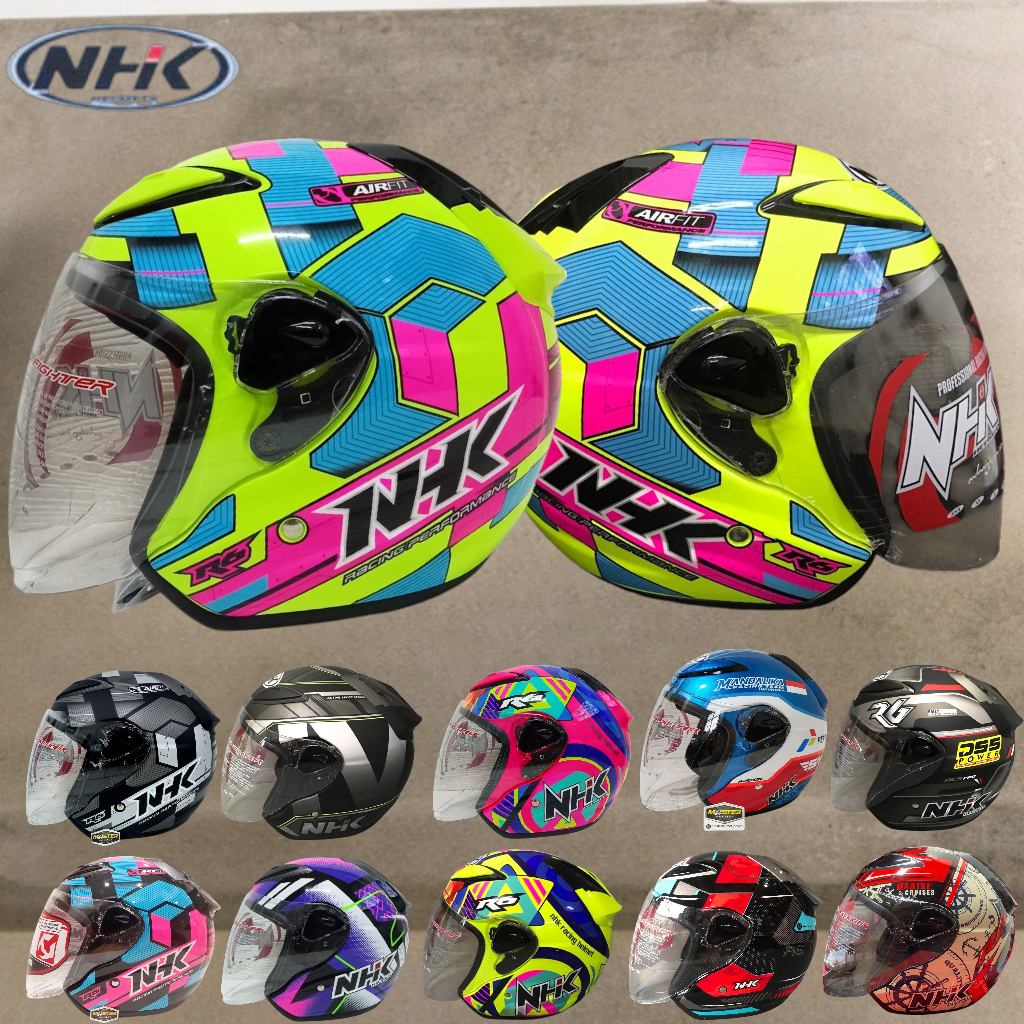 Jual HELM NHK R6 NHK R-6 MOTIF SOLID HELM SINGLE VISOR NHK CUBE ...