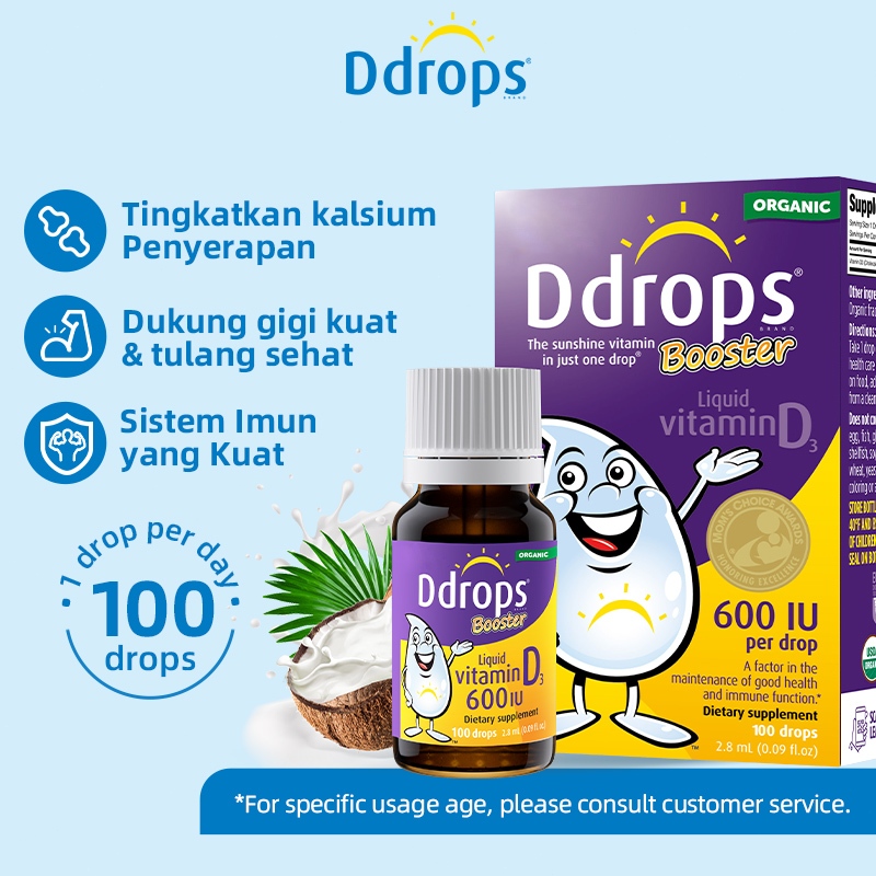 Jual Ddrops Vitamin D3 600 IU untuk Anak 0-18 Tahun – Tetes Alami untuk ...