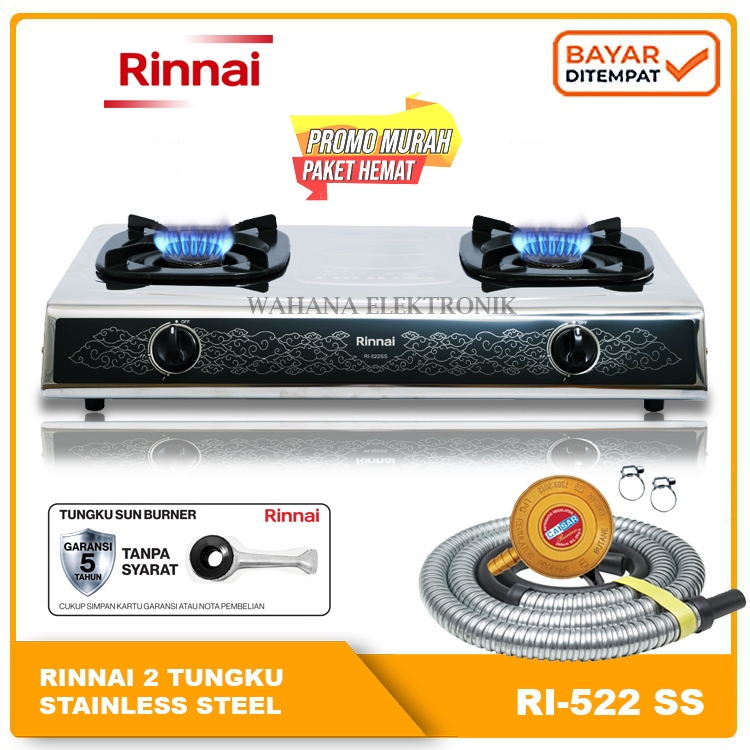 Jual Kompor Gas Rinnai 2 Tungku Stainless Motif Batik RI 522 SS RI-522 ...