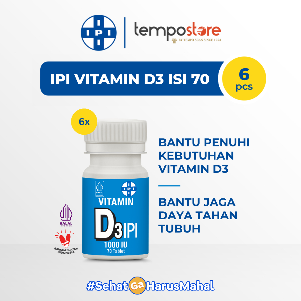 Jual Vitamin IPI D3 1000 IU isi 6 pot 70 tablet [Exp : 04.2027 ...
