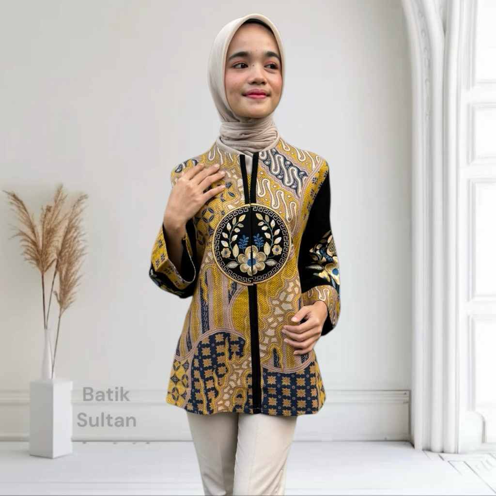 Jual Atasan Batik Blouse Wanita Bordiran Premium Kain Katun Elegan l ...