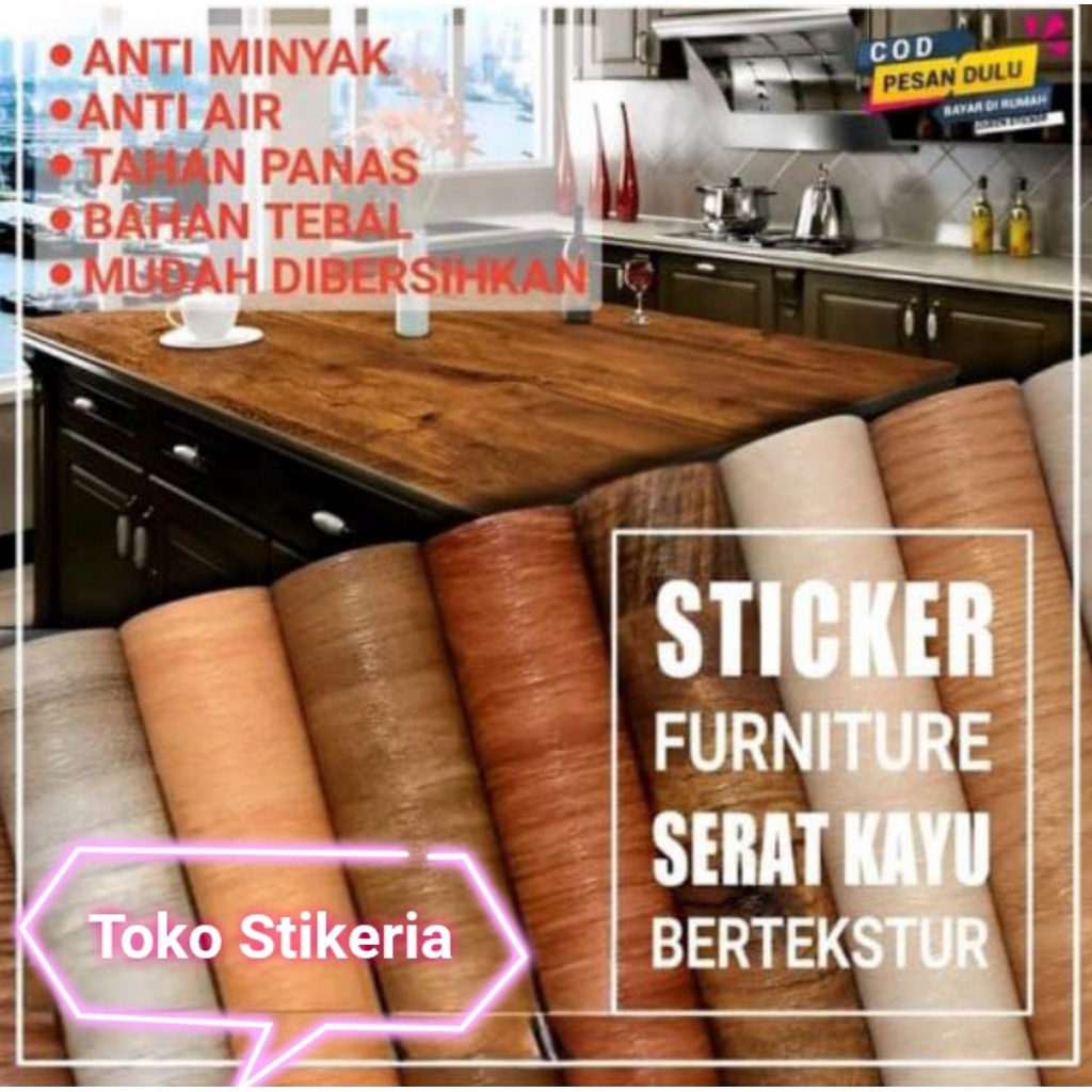 Jual Wallpaper Sticker Kayu Sticker Motif Kayu Pelapis Furniture Meja ...