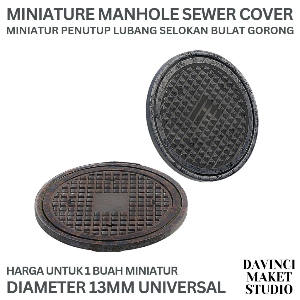 Jual (64B) Miniatur Penutup Selokan Bulat Man Hole Lubang Akses Grill ...