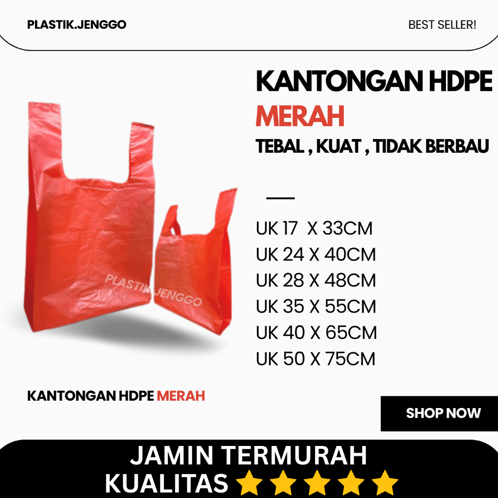 Jual KANTONG PLASTIK KRESEK MERAH TEBAL TIDAK BERBAU UKURAN 17X33 ...
