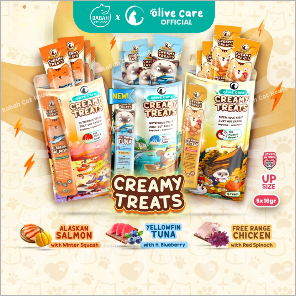 Jual OLIVE CARE Creamy 5 x 16gr Makanan Snack Cemilan Kucing Liquid ...