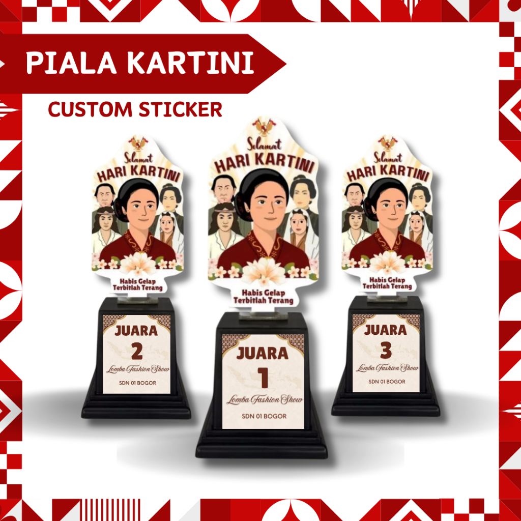 Jual Custom Sticker Piala Akrilik Hari Kartini Hadiah Lomba Penghargaan ...