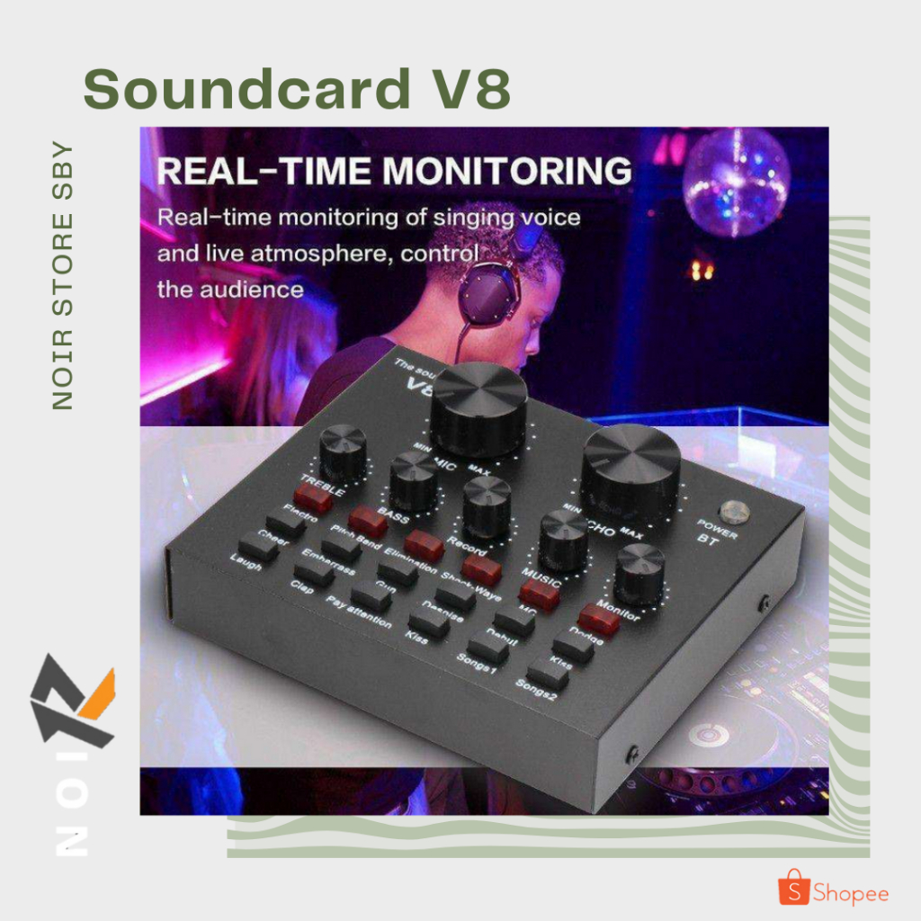 Jual NOIR Live Sound Card V8 Singing Live Audio USB Eksternal | Shopee ...