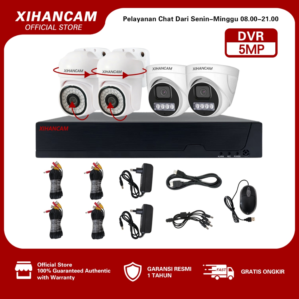 Jual XIHANCAM 5MP Paket CCTV 4 Channel Kit Kamera CCTV Analog PTZ Audio ...