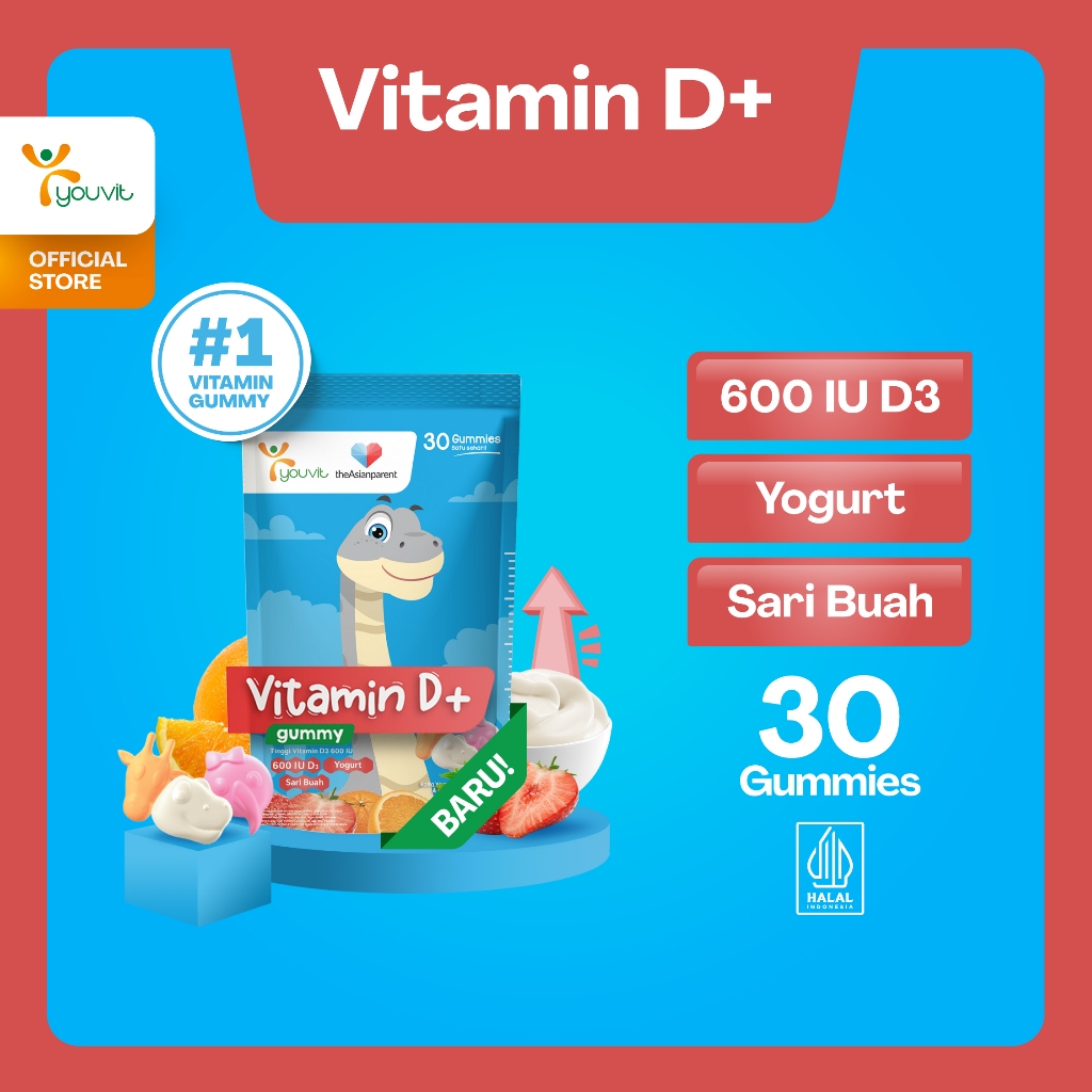 Jual Youvit x theAsianparents Vitamin D3 Gummy 30 Hari (1 Pouch) dengan Vitamin D3 600 IU ...
