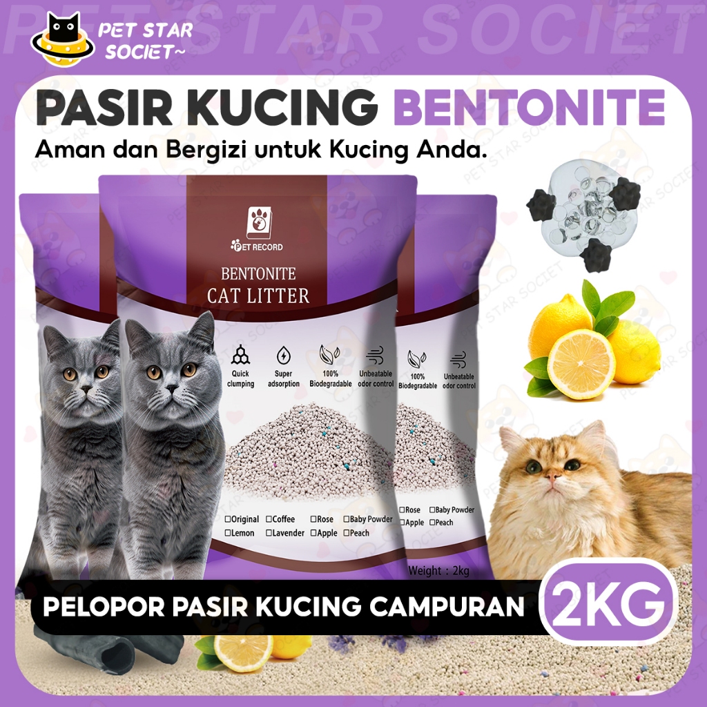 Jual 【2KG】 Pasir kucing Bentonite Pasir kucing penghilang bau 8aroma ...