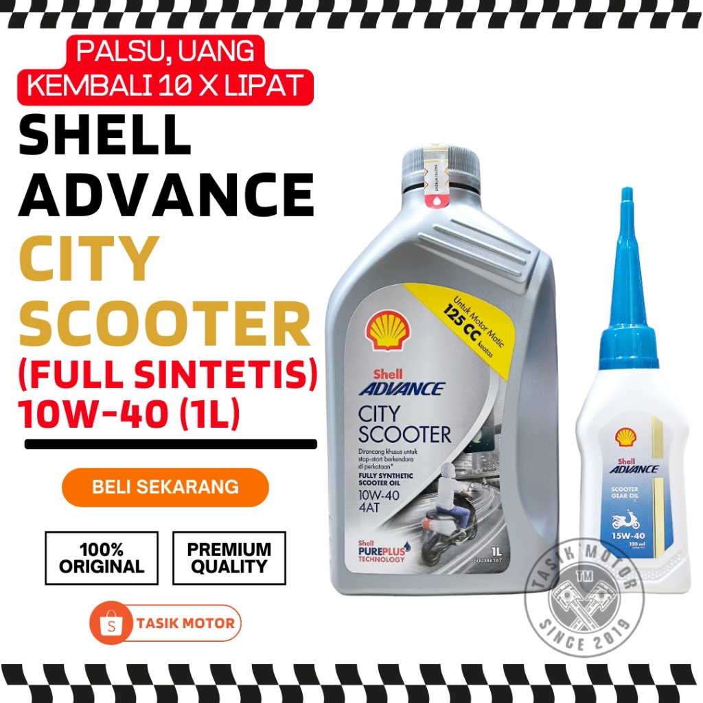 Jual PAKET OLI SHELL ADVANCE CITY SCOOTER FULLY SYNTHETIC 10W40 UNTUK ...