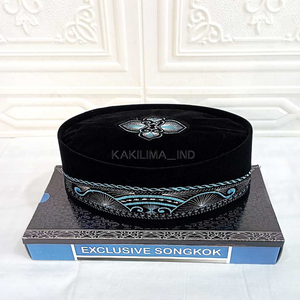 Jual Peci Kopiah Songkok Hitam Batik Bordir Tinggi 9cm Murah ...