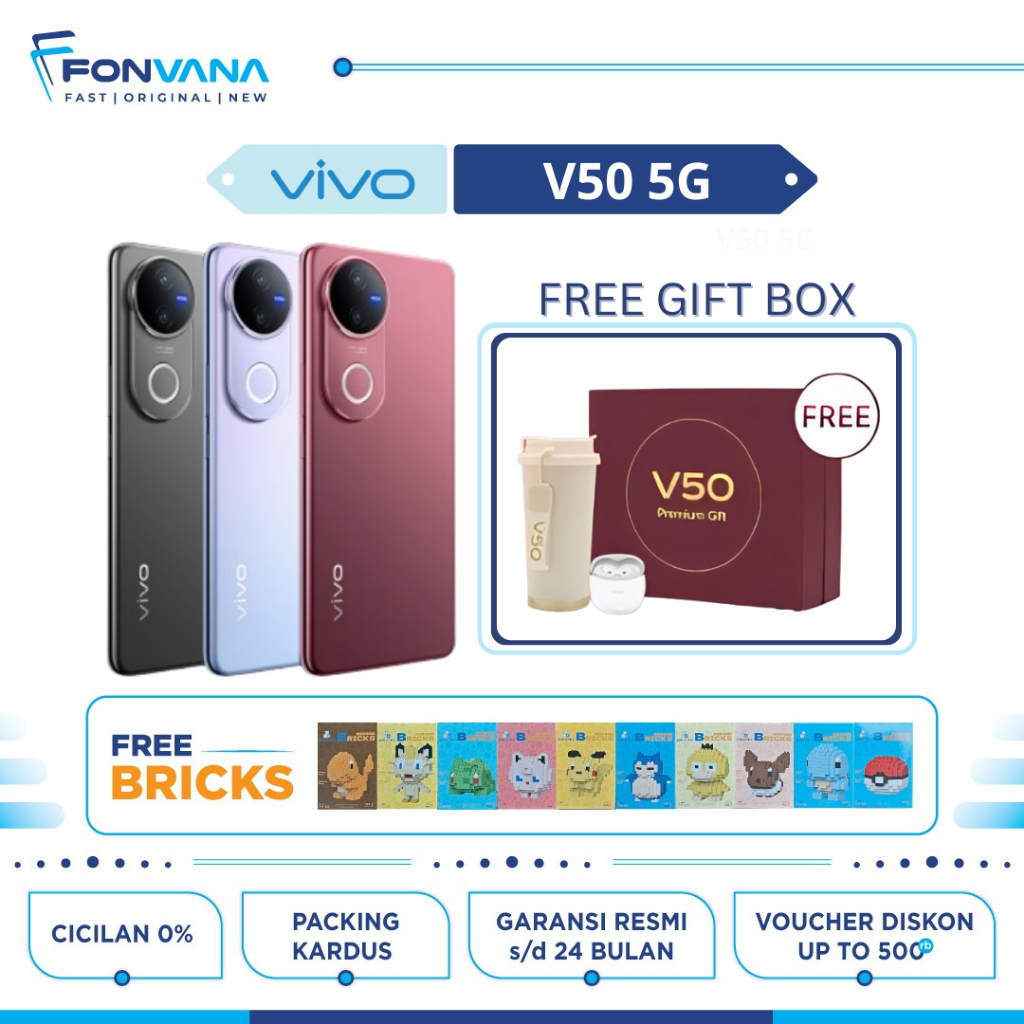 Jual vivo V50 5G 12/256GB & 12/512GB, Snapdragon 7 Gen 3 (4 nm) 6,77 Inch Amoled 120Hz 6000 mAh ...