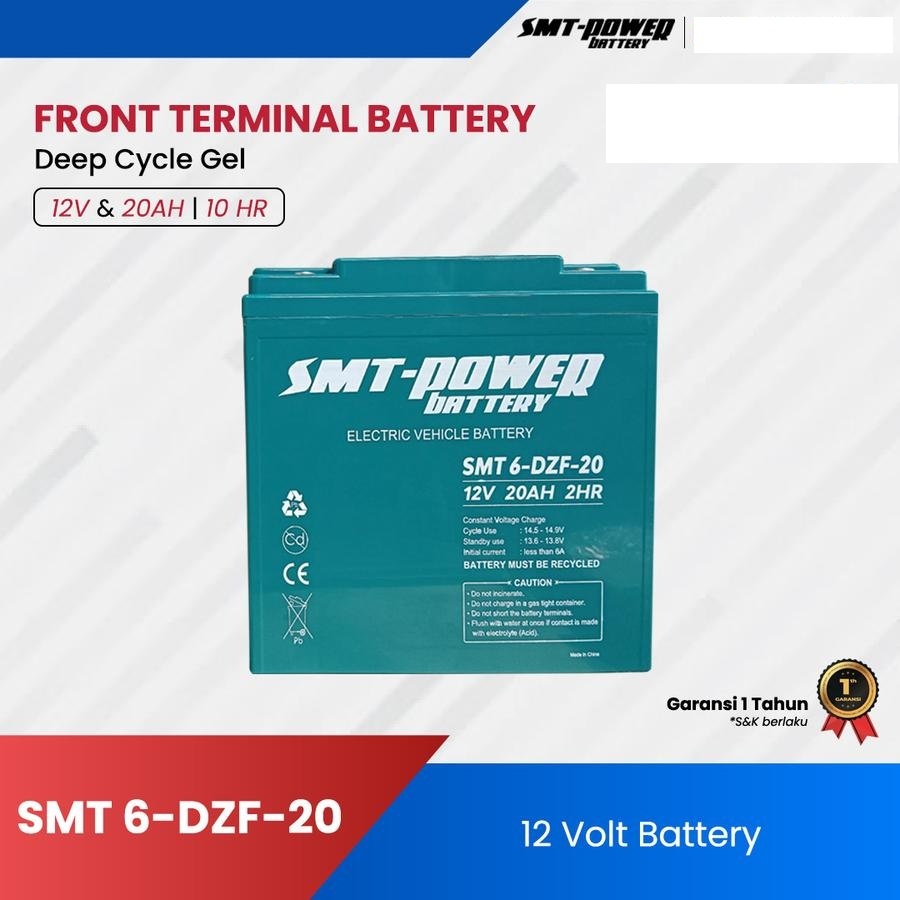 Jual AKI KERING VRLA SMT-POWER 12V 20AH - BATERAI MOTOR LISTRIK/E-BIKE/EVB/6DZF20/6-DZF-20 ...