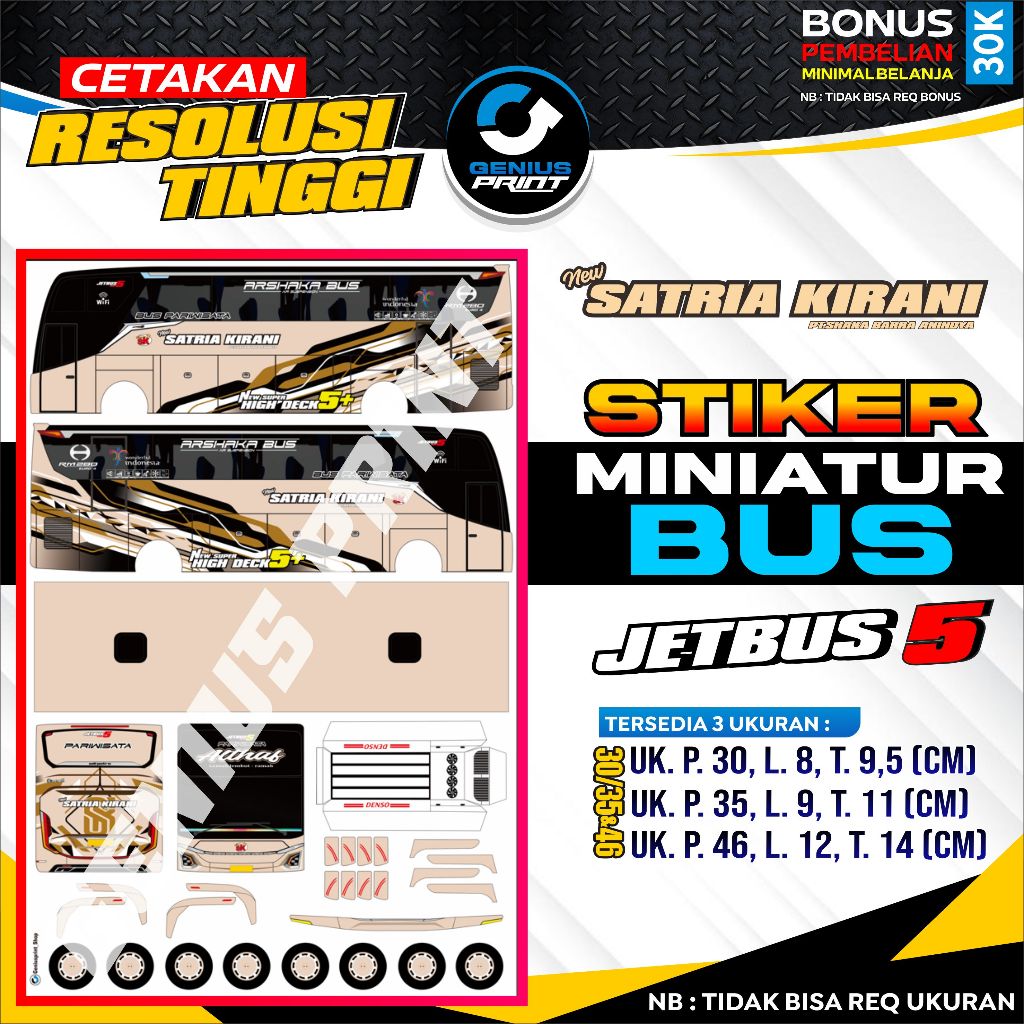 Jual Stiker Miniatur Bus [ JETBUS 5 ] Livery BRIS TRANS | KRAMAT DJATI ...
