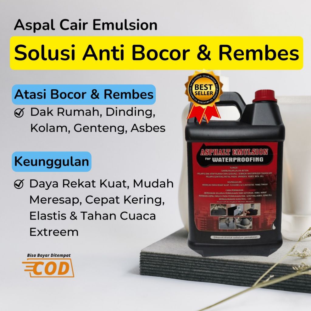 Jual Asphalt emulsion aspal cair anti rembes dan bocor 5kg solusi tepat ...