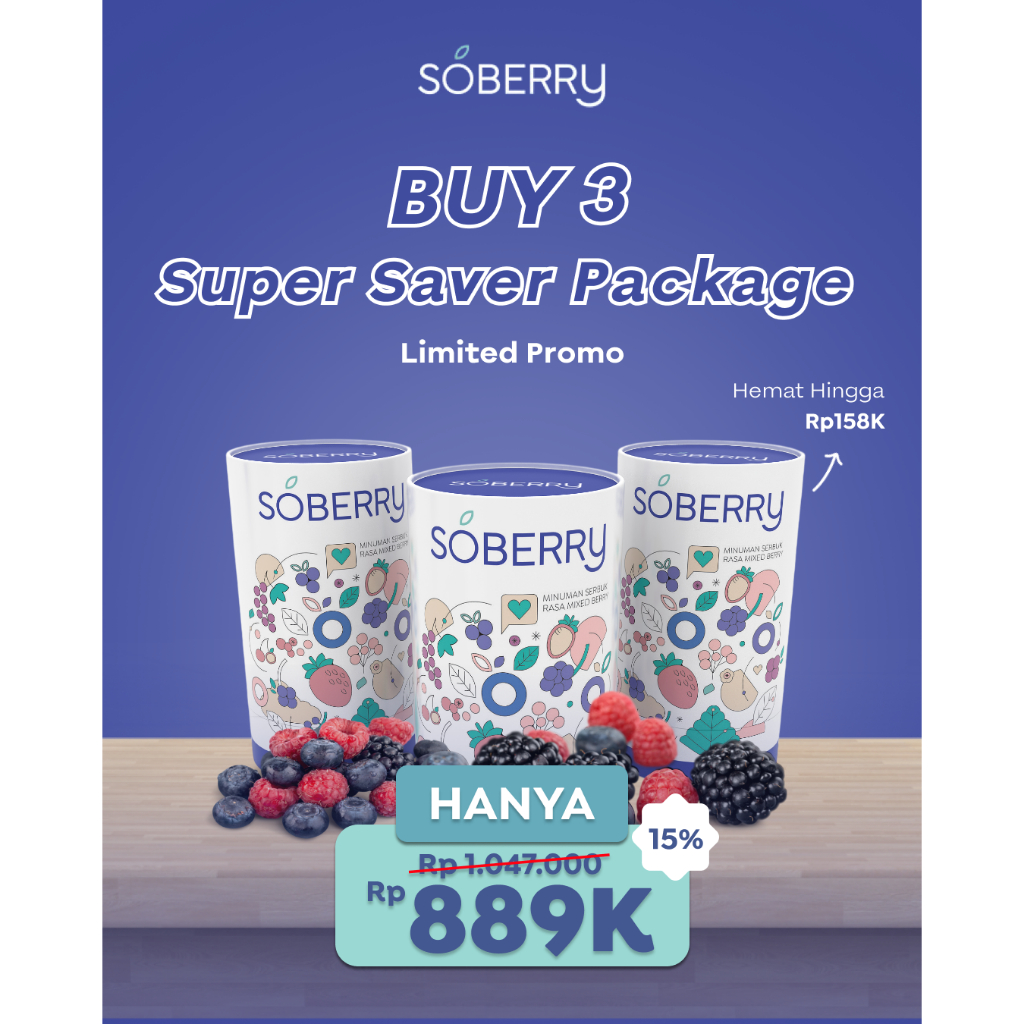 Jual SOBERRY Fiber: Super Saver Package Isi 3 | Shopee Indonesia
