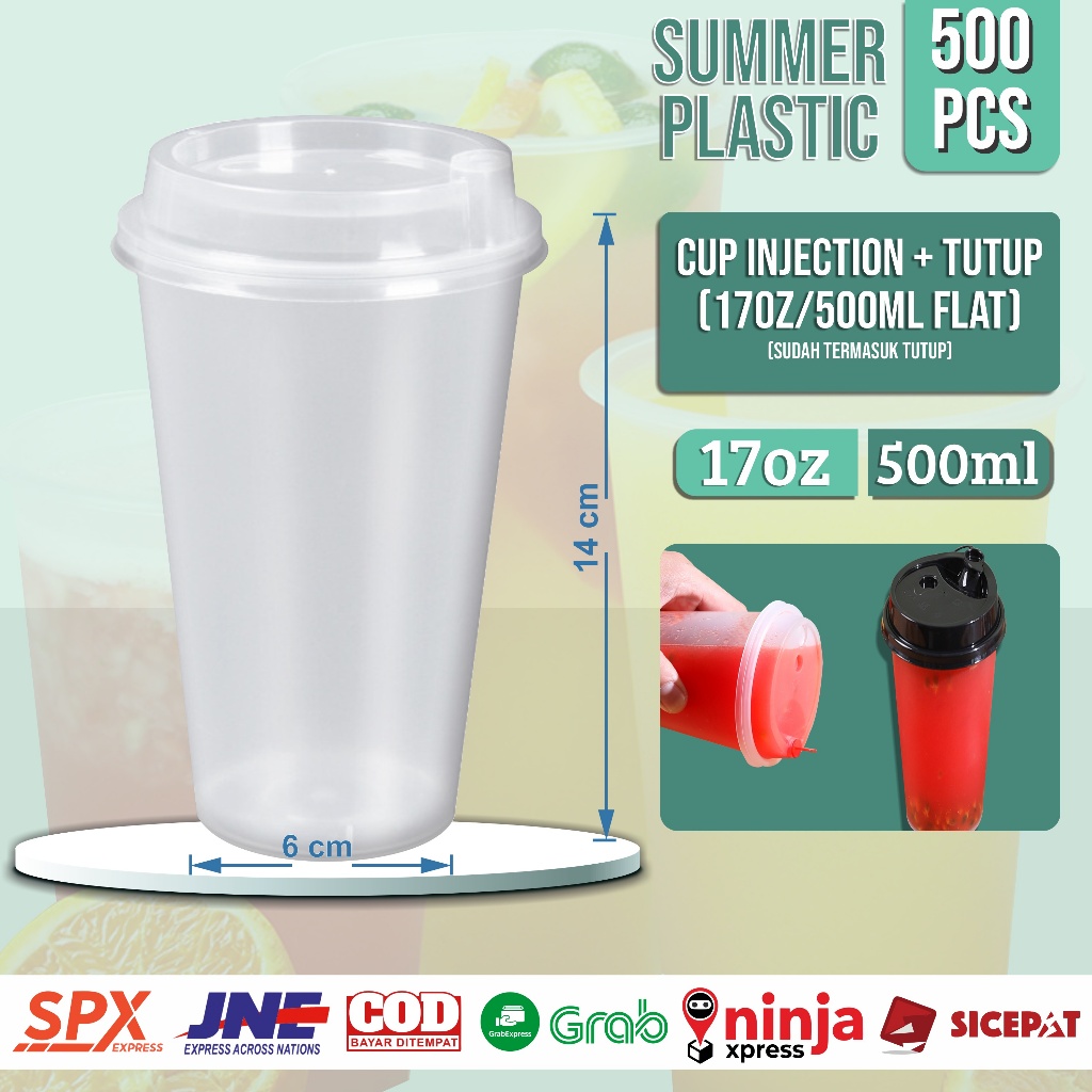 Jual (SUMMER PLASTIC)【DUS+TUTUP】CUP INJECTION 17oz 500ML GELAS THINWALL ...