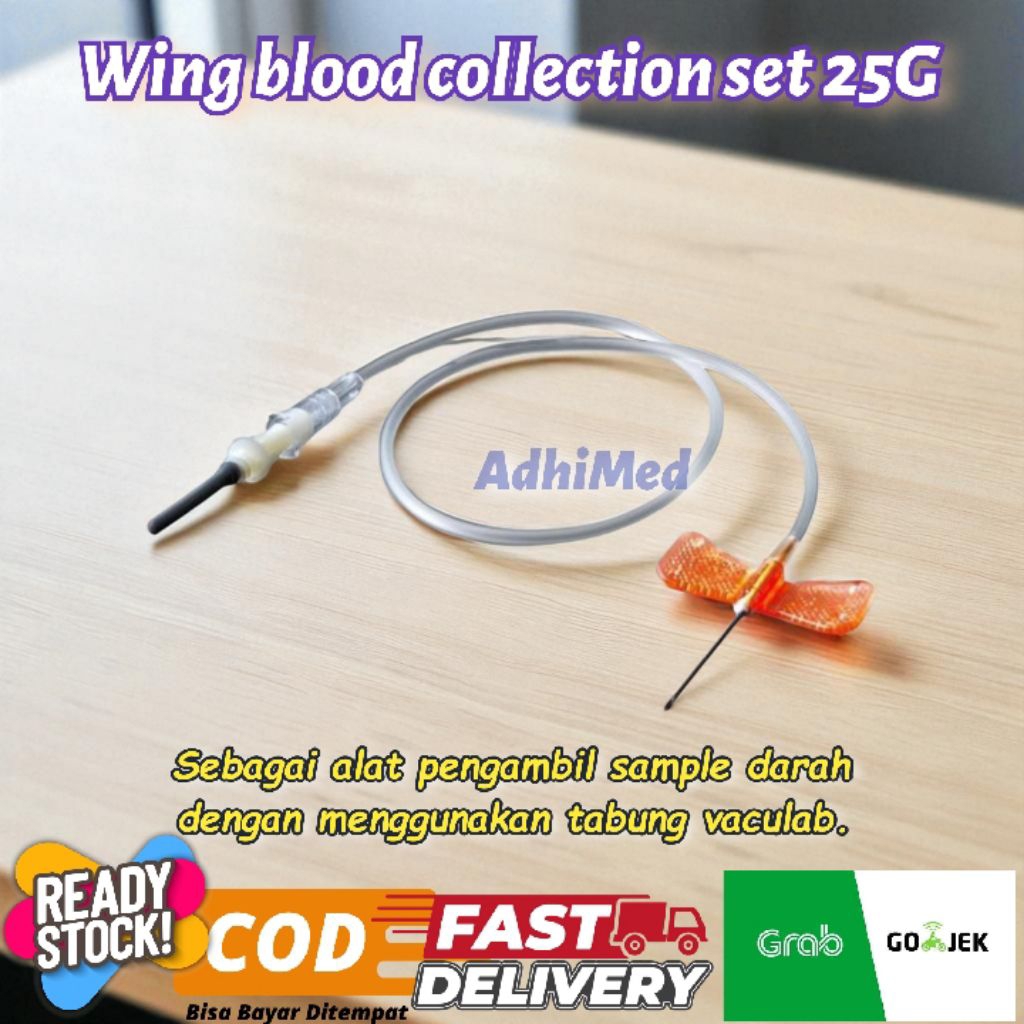 Jual wing blood collection set 25Gx3/4" wing needle vacutainer jarum ...