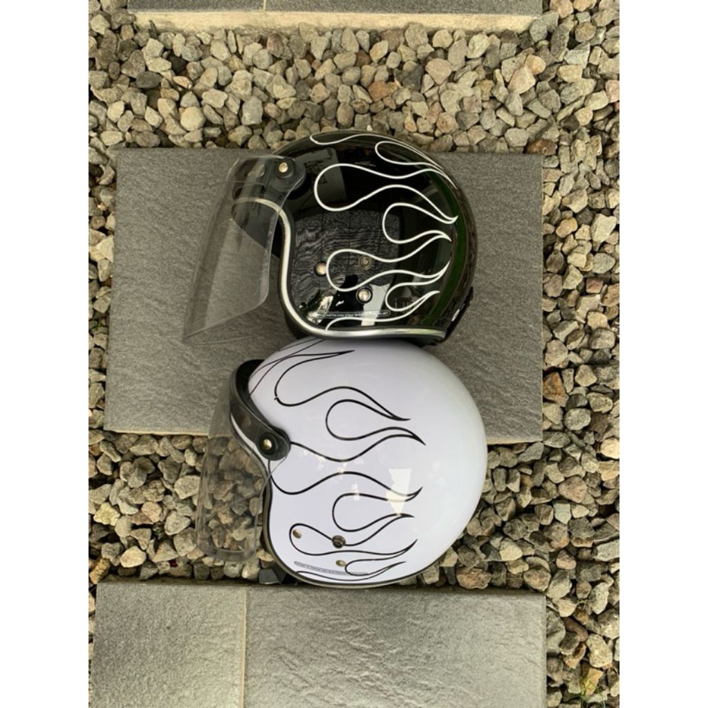 Jual Helm Bogo Motif Api Free Kaca Venom | Shopee Indonesia