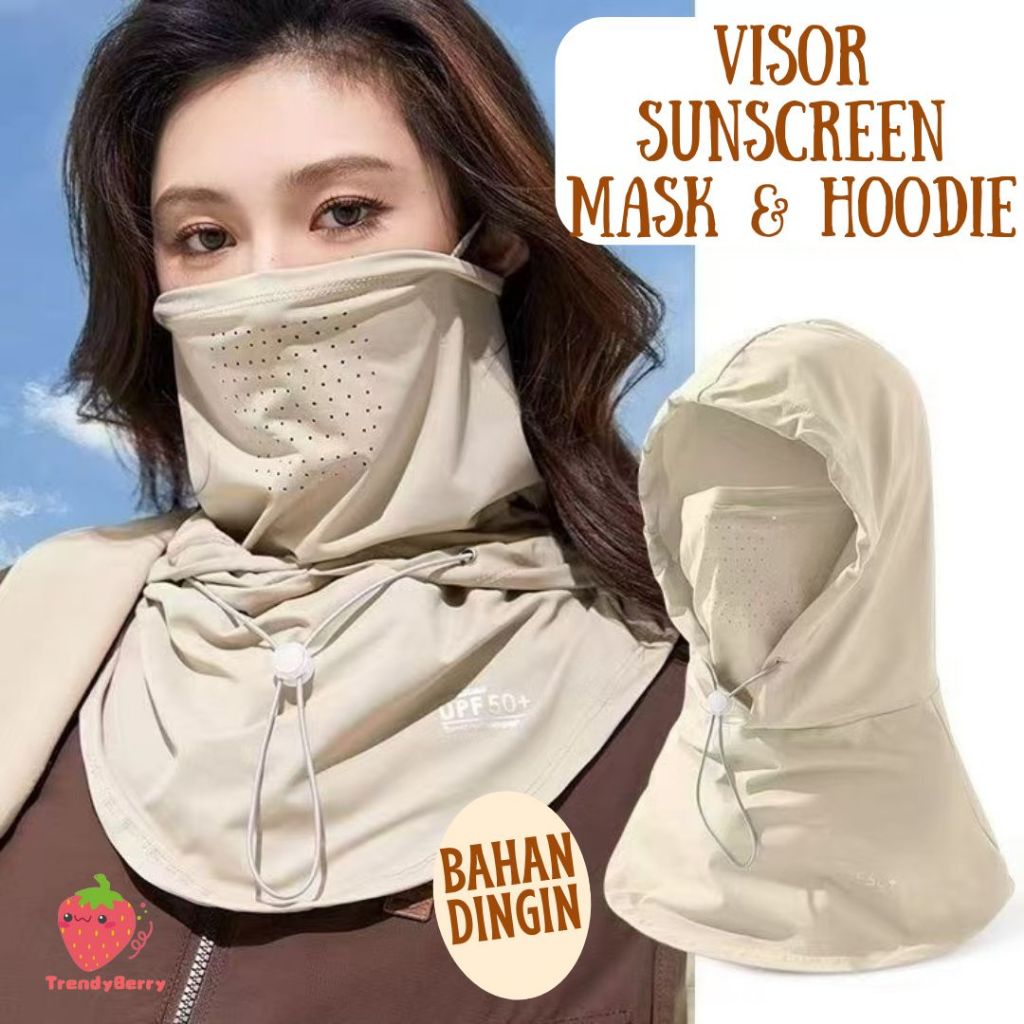 Jual Visor Sunscreen Face Mask Anti UV UPF 50+ Bahan Ice Silk Dingin ...