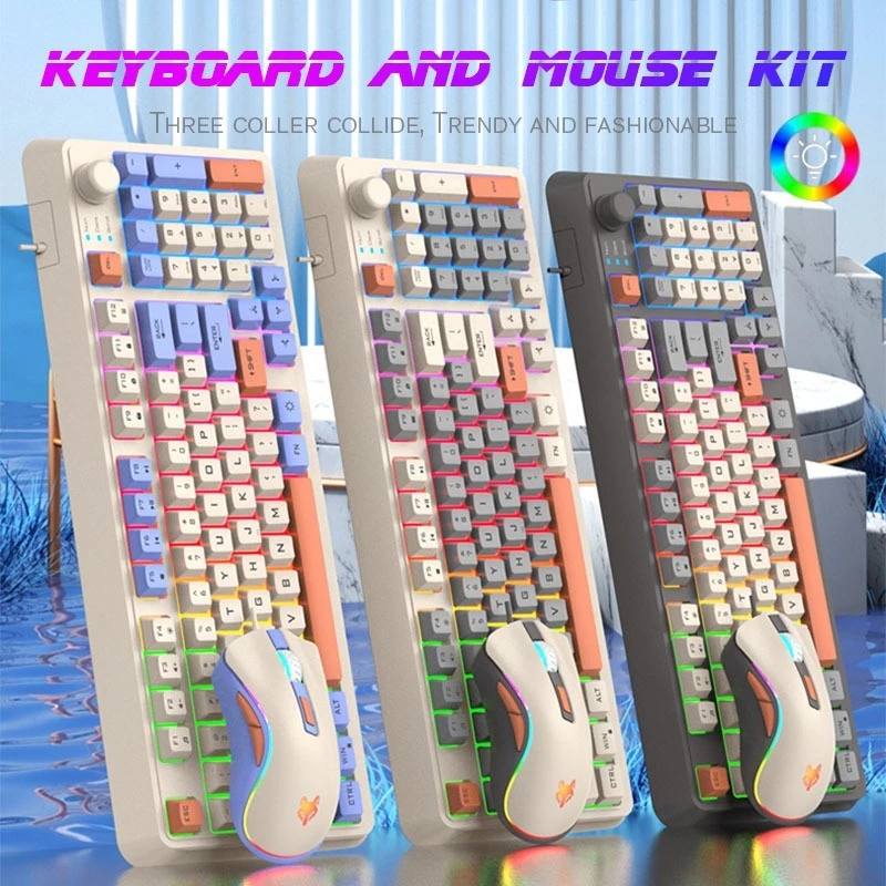 Jual Keyboard gaming tiga warna dengan 94 tombol Keyboard kabel RGB ...