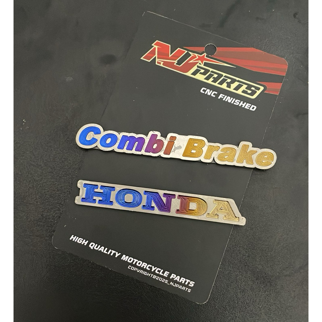 Jual emblem tulisan combi brake / honda sambung logo motor titanium ...