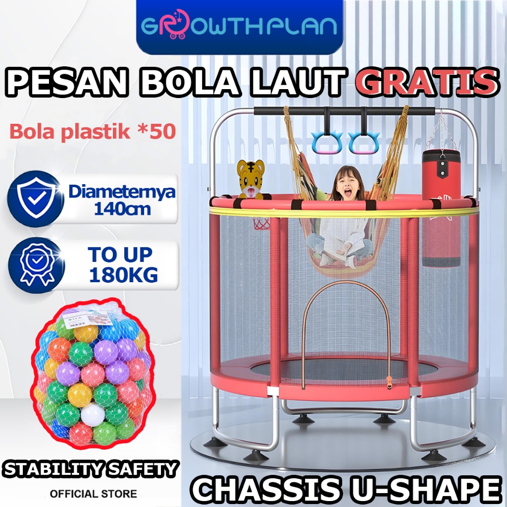 Jual Trampolin Anak Premium Mainan Diameter 140 cm Beban Maksimal 180kg ...