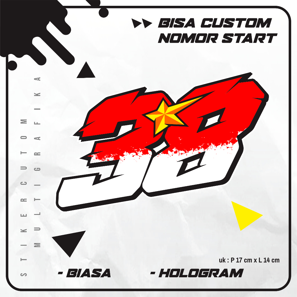 Jual Stiker Nomor Star Sticker Decal Racing start water proof anti air ...