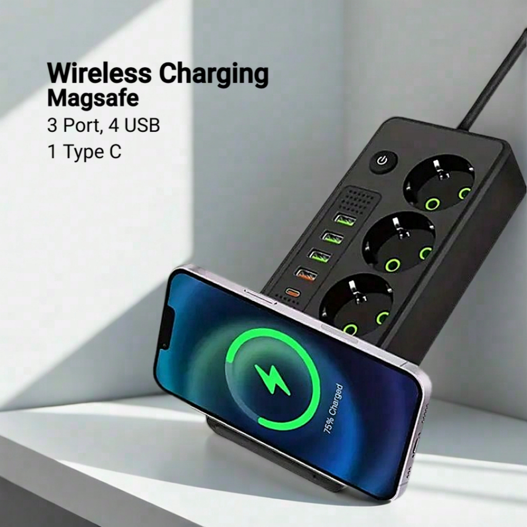 Jual Stop Kontak Wireless Anti Api Premium Charging USB Type C EU Plug 2500W | Shopee Indonesia