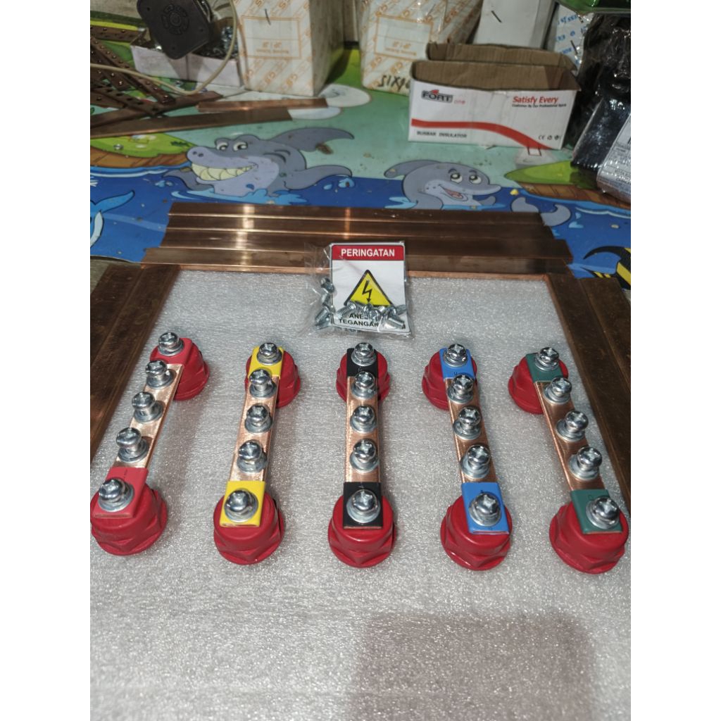 Jual Busbar 3×15 panjang 10cm RST netral dan ground untuk kapasitas 30a ...