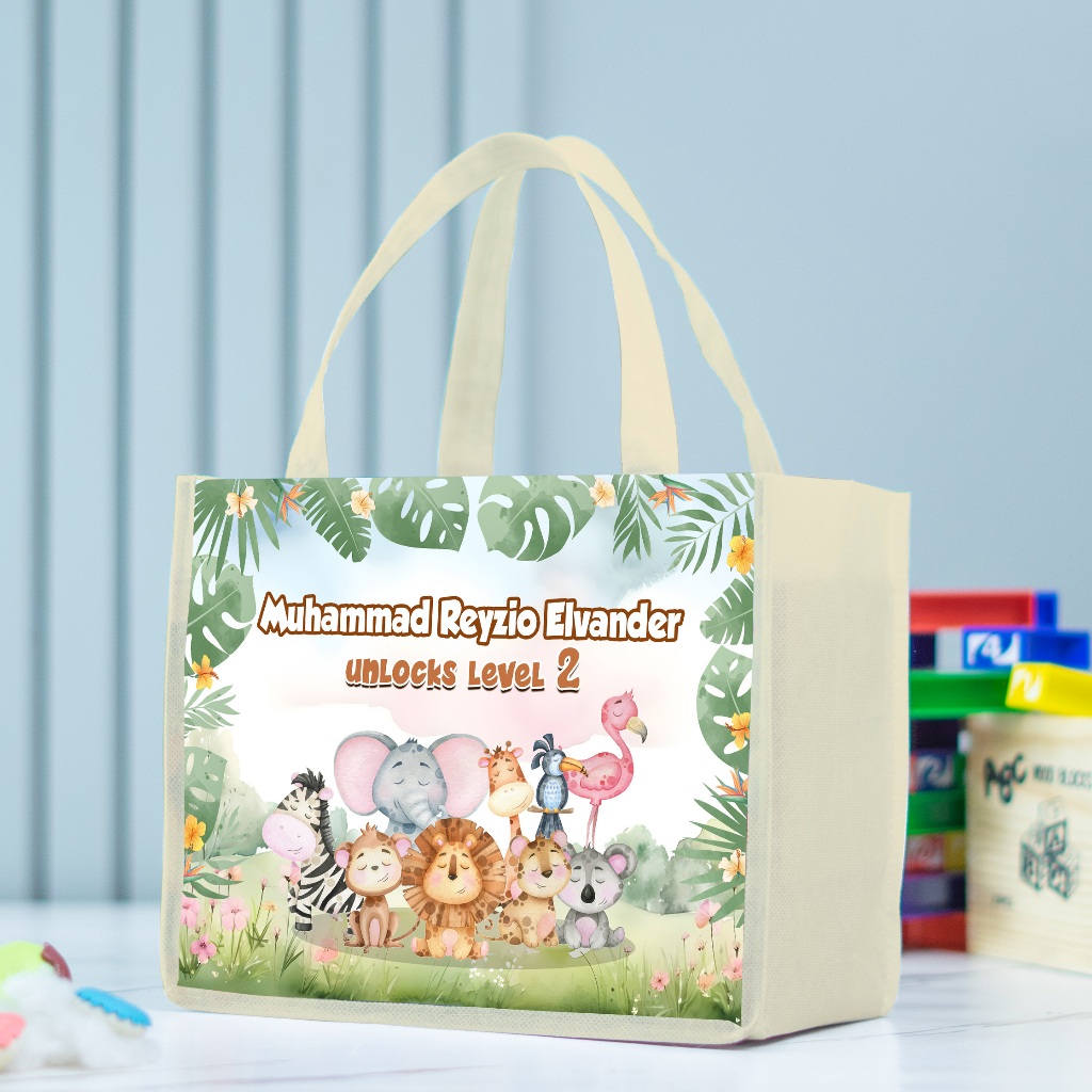 Jual TAS ULANG TAHUN ANAK ANIMALS LANDSCAPE 20X25X13 / CUSTOM NAMA ...