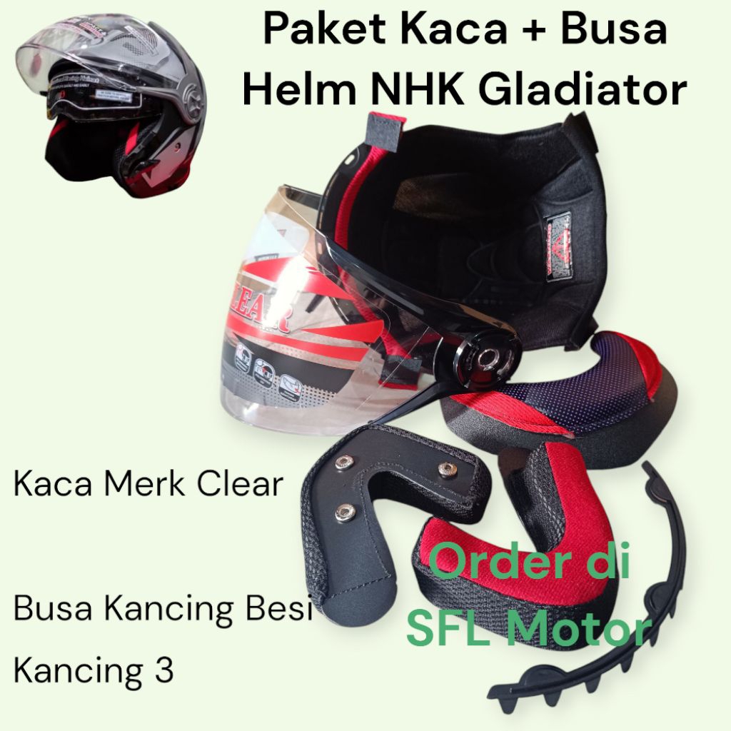 Jual Paketan Service Helm NHK Gladiator Kaca visor NHK Gladiator Busa ...